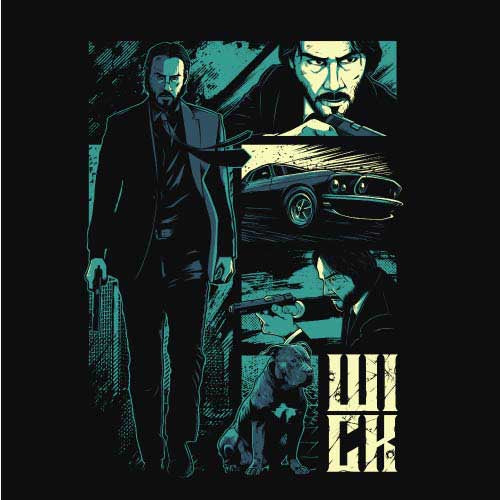 T-shirt Wick - Une très jolie illustration pour les cinéphiles